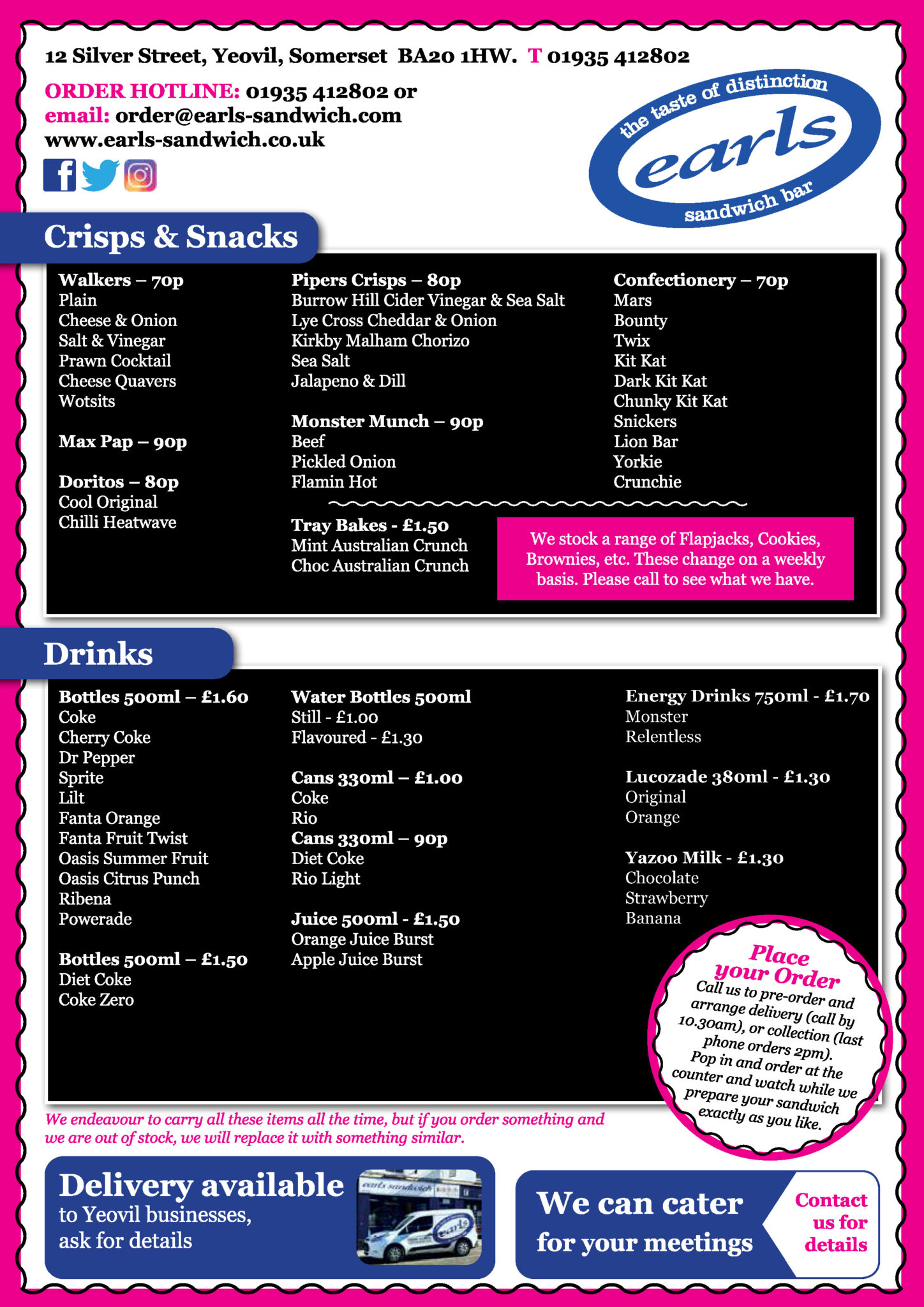 Menu Options | Earls Sandwich
