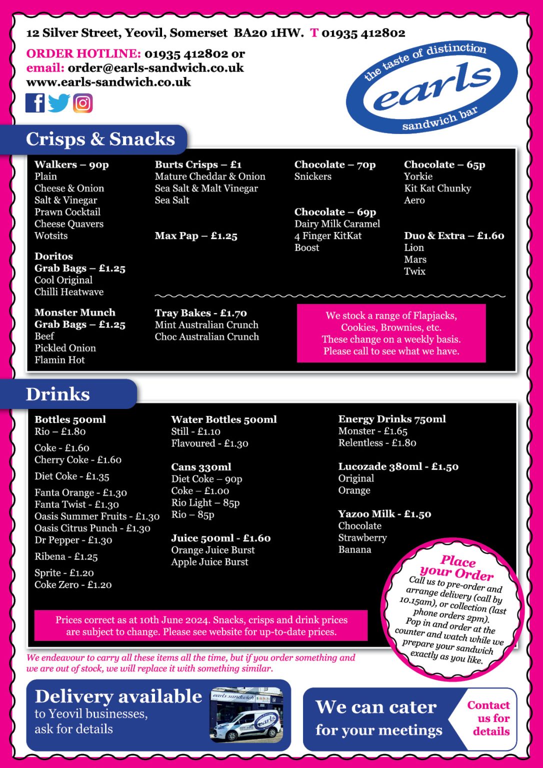 Menu Options | Earls Sandwich